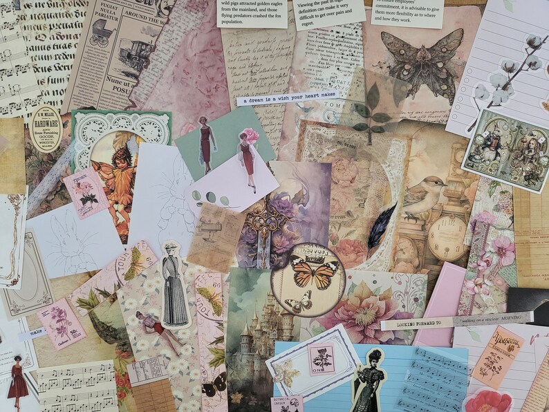 100 Piece Junk Journal Sticker and Paper Pack Junk Journal Ephemera ...