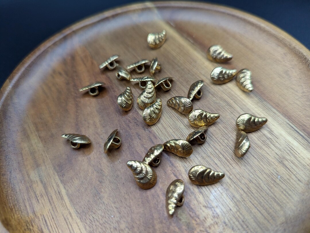 Small Gold Sea Shell Buttons X 9. Plastic Metal Effect Buttons. 1 X 1 ...
