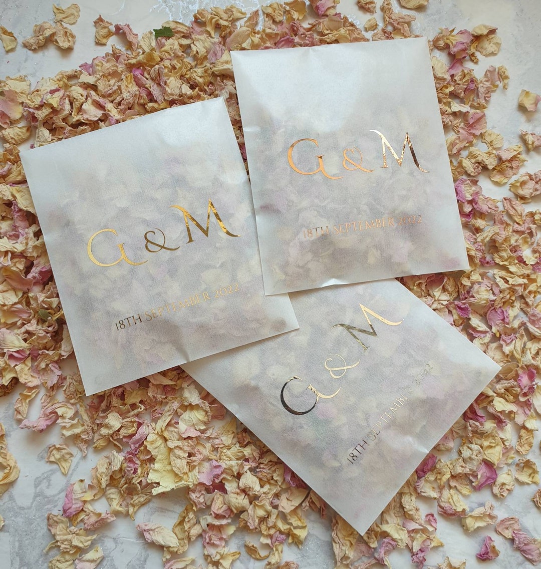Biodegradable Confetti. Personalised Foil Printed Pre Filled Packets ...