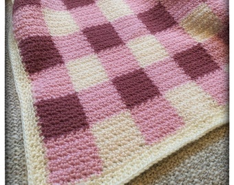 Gingham Crochet Blanket - Etsy