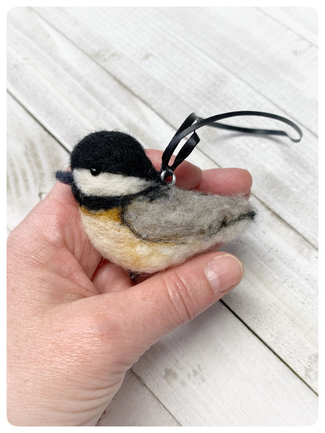 Chickadee Ornament, Needle Felted Black Capped Chickadee, Felted Wool ...