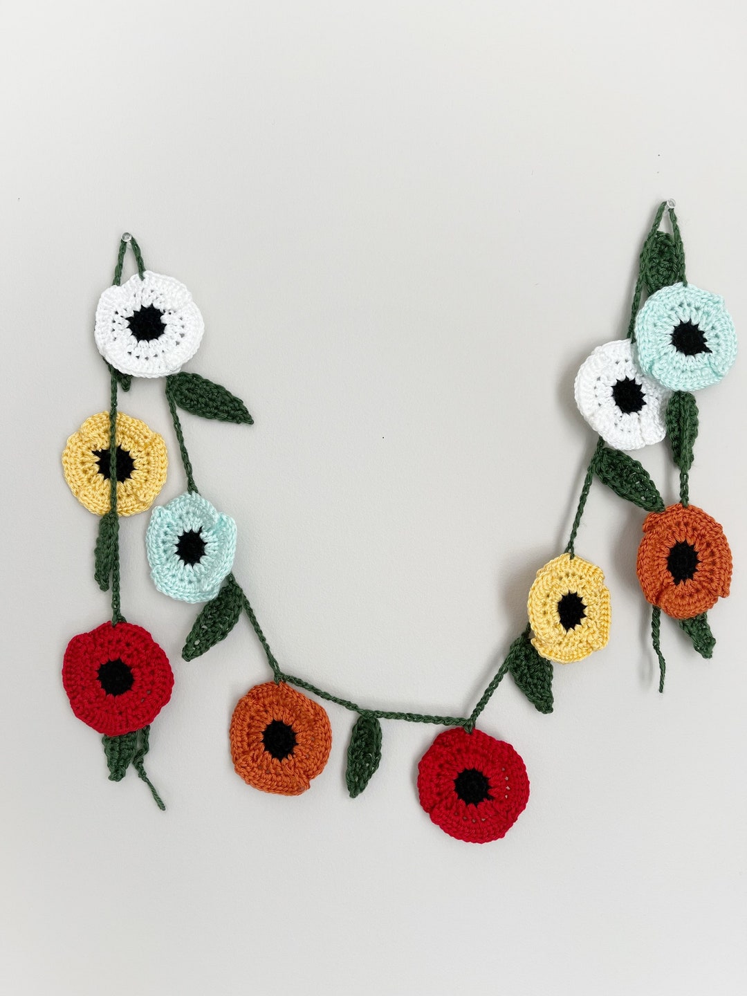 Poppy Garland, Crochet Flowers Garland, Flower Garland, Spring Summer ...