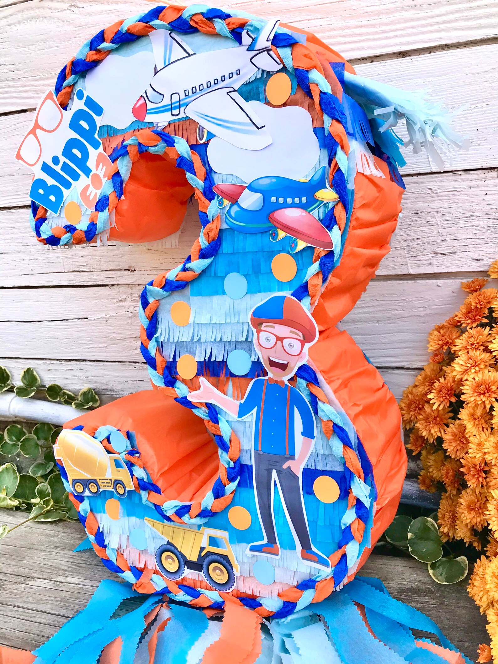 Blippi Number Three Piñata | Etsy