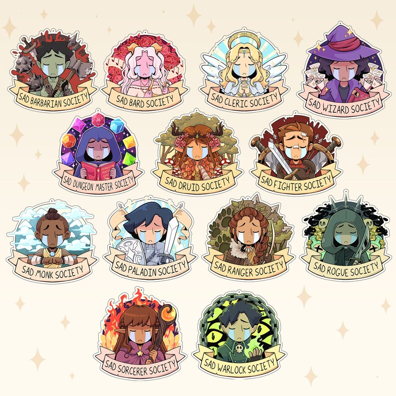 Sad D&D Society Acrylic Pins - Etsy