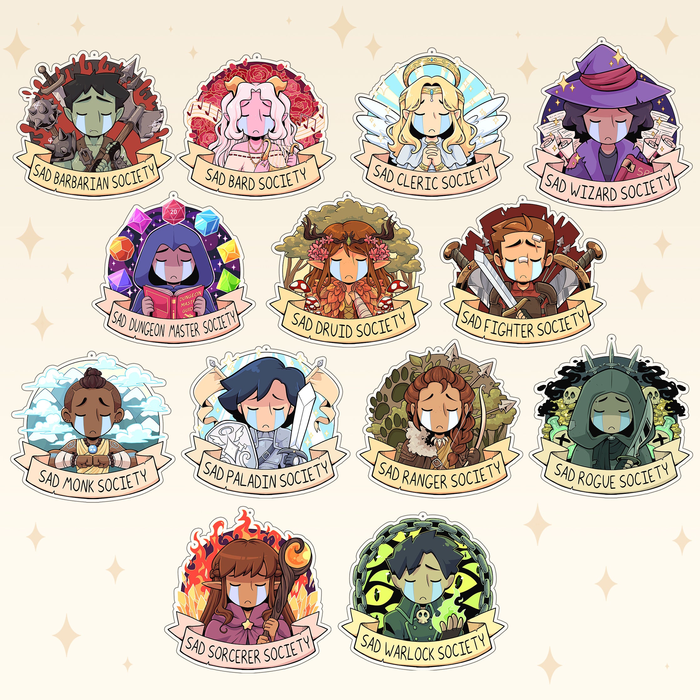 Sad D&D Society Acrylic Pins - Etsy