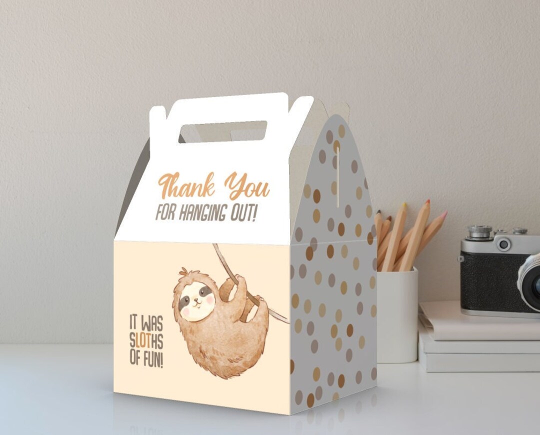Sloth Theme Favor Boxes - Thank You for Hanging Out - It Was Sloths of ...
