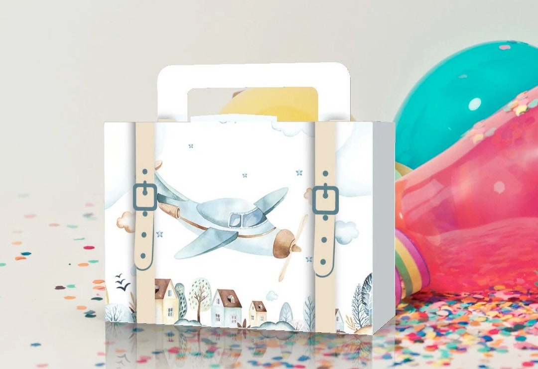 Aviator Suitcase Style Party Favor Boxes - Airplane Favor Boxes ...