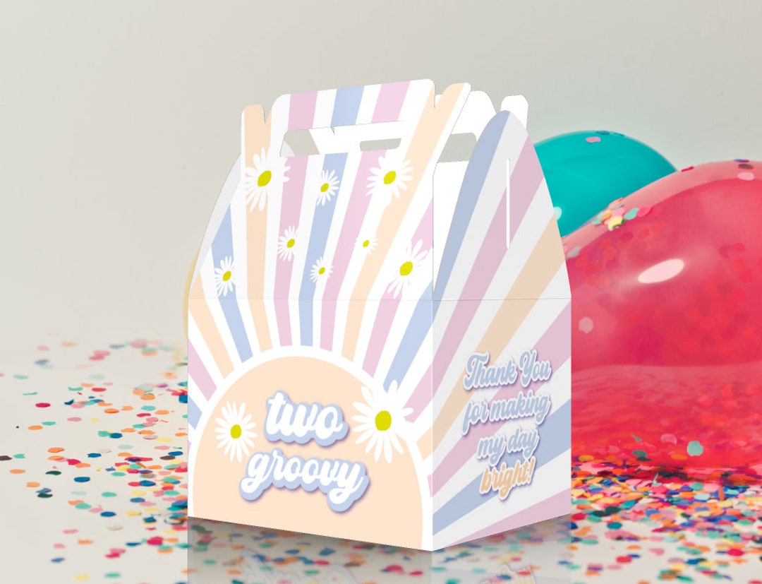 Groovy 2nd Birthday Party Favor Boxes - Etsy