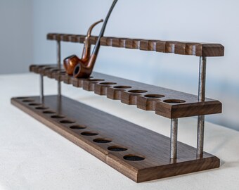 Vintage Wooden Pipe Rack Caddy With 3 Slots Wood Pipe Holder Authentic ...