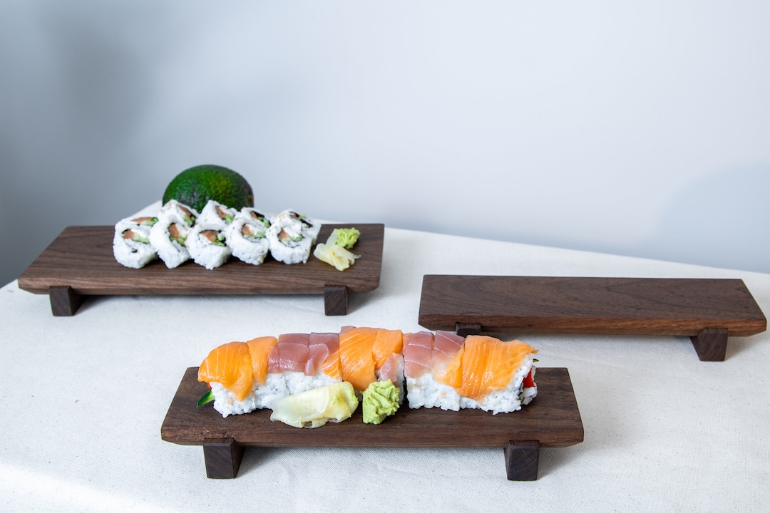 3 Pc. Sushi Board Set Dark Walnut Sushi Boards Handmade - Etsy