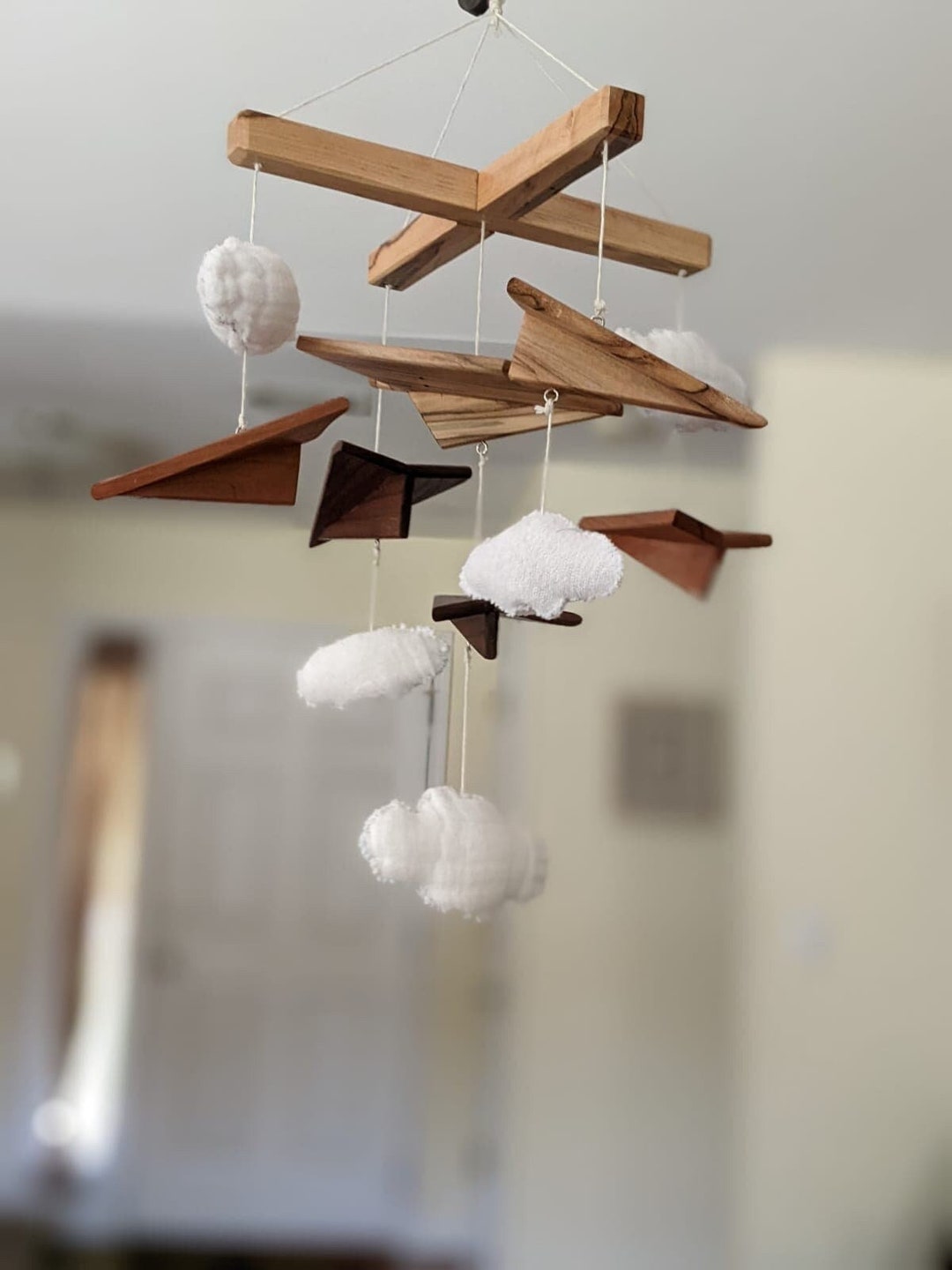 Wooden Paper Airplane Baby Mobile - Etsy