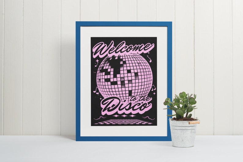 Welcome to the Disco Print, Vintage Disco Ball Poster, Aesthetic Wall ...