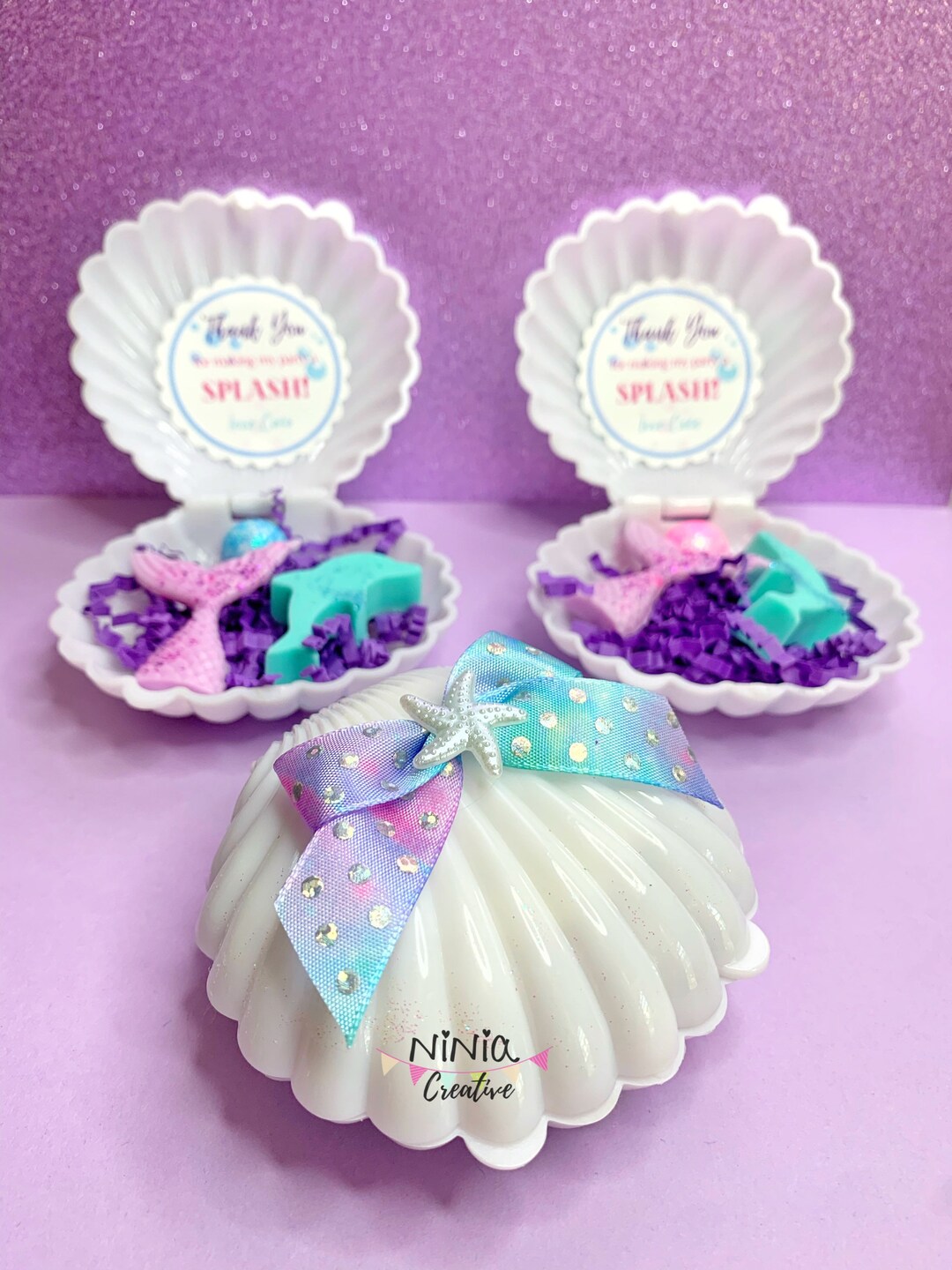 Mermaid Favor Container Seashells Decoration Birthday Party Mermaid ...