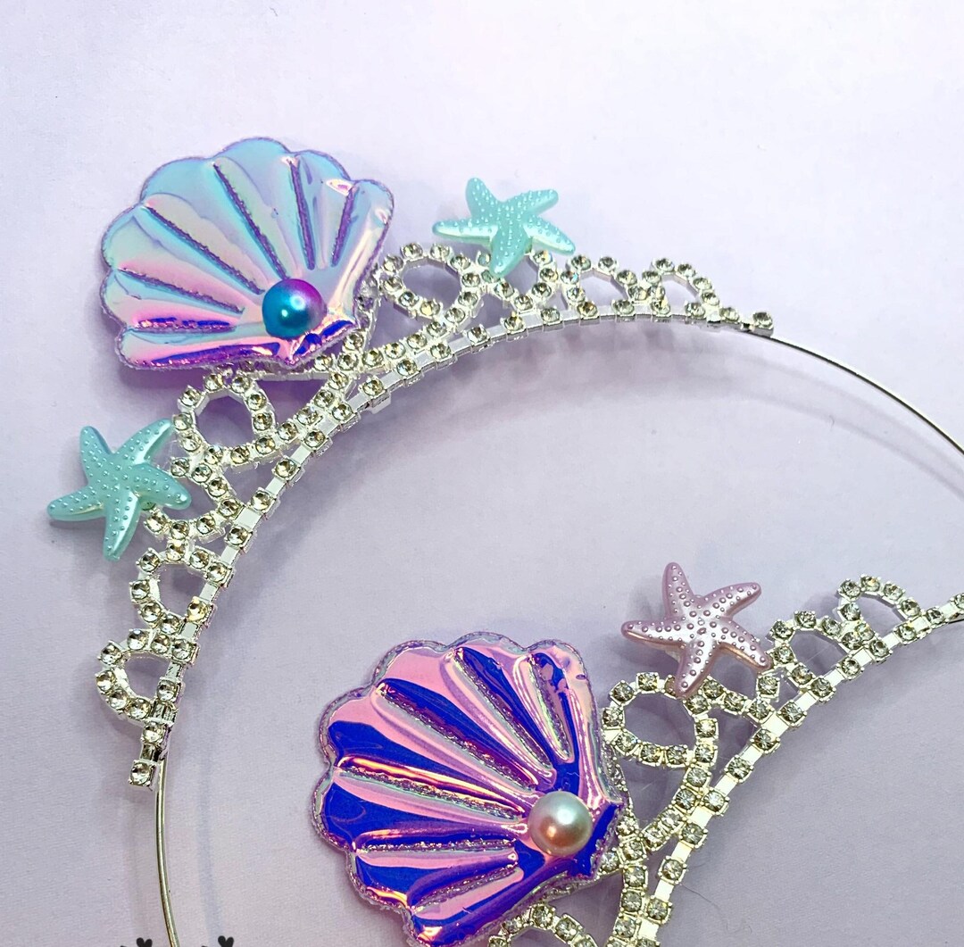 Mermaid Tiara for Girls With Seashells, Starfish, Pearls & Rhinestones ...
