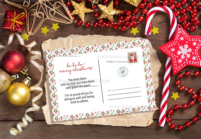 Santa's Printable Postcard, Christmas Postcard From Santa for Kids ...