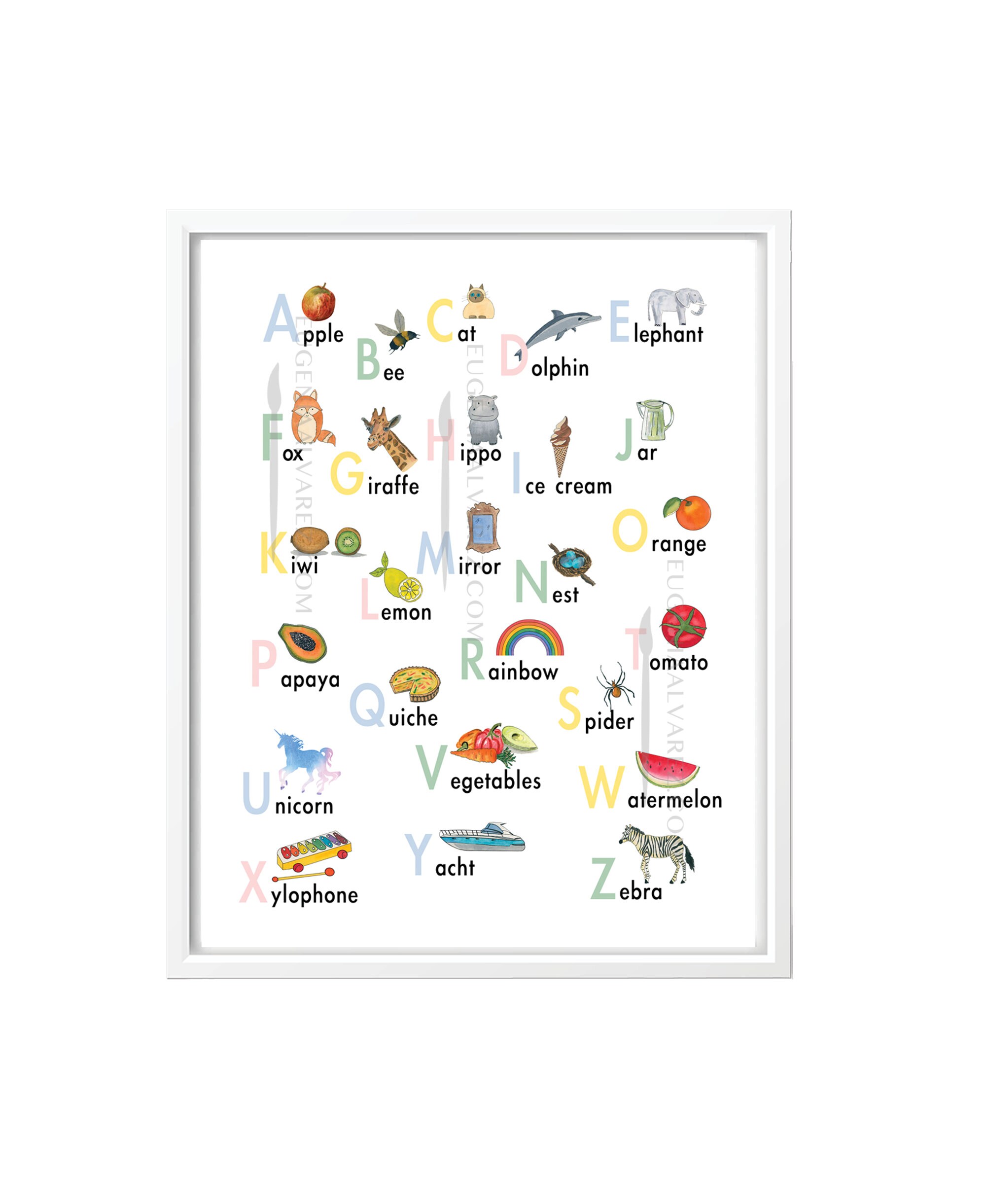 Watercolor Alphabet Flashcards and Poster (digital Download) - Etsy