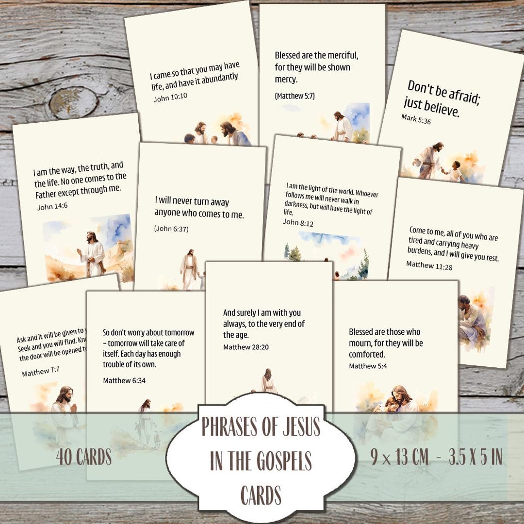 20 Jesus Quote Cards From the Gospels, Jesus Digital Download ...