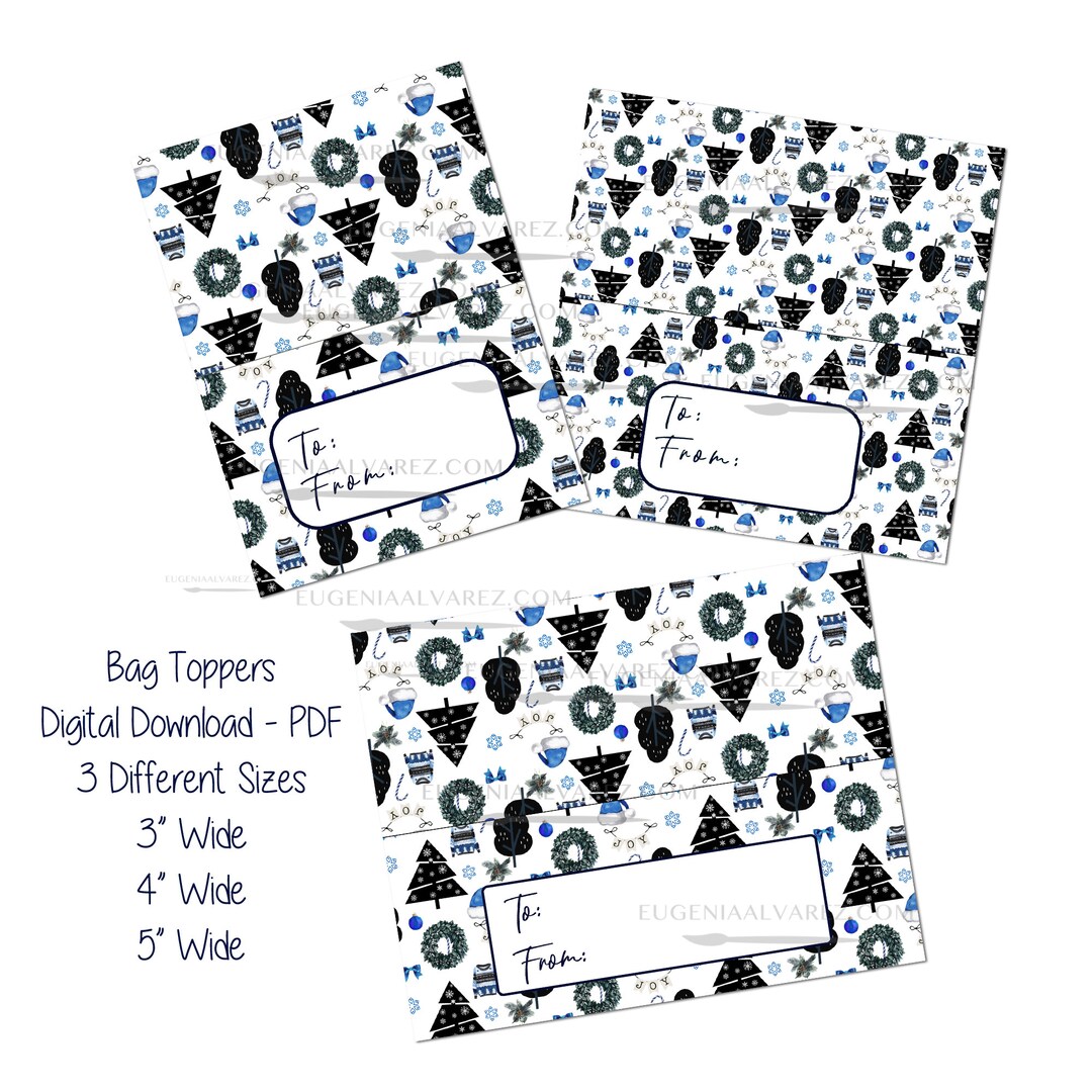 Christmas Bag Toppers 3 Different Sizes, 3", 4" and 5" Wide Bag Toppers ...