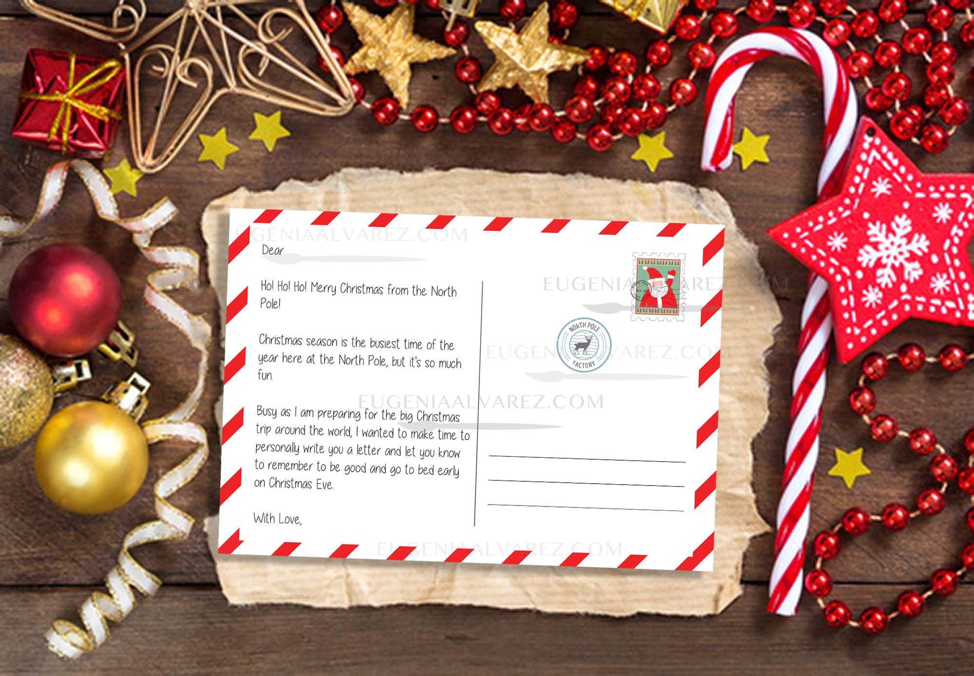 Santa's Printable Postcard, Christmas Postcard From Santa for Kids ...