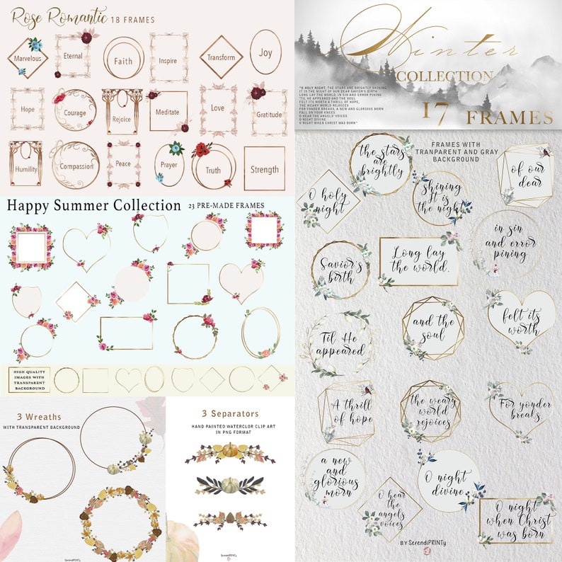 Watercolor Clipart Bundle, Summer Watercolor Clip Art, Winter ...