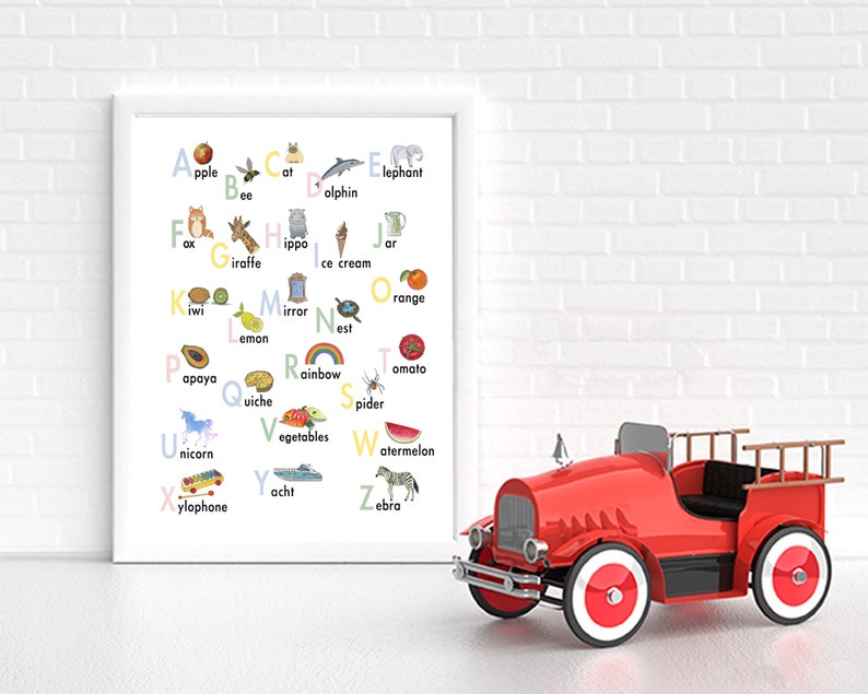 Watercolor Alphabet Poster, Alphabet Poster, Alphabet Chart, Classroom ...