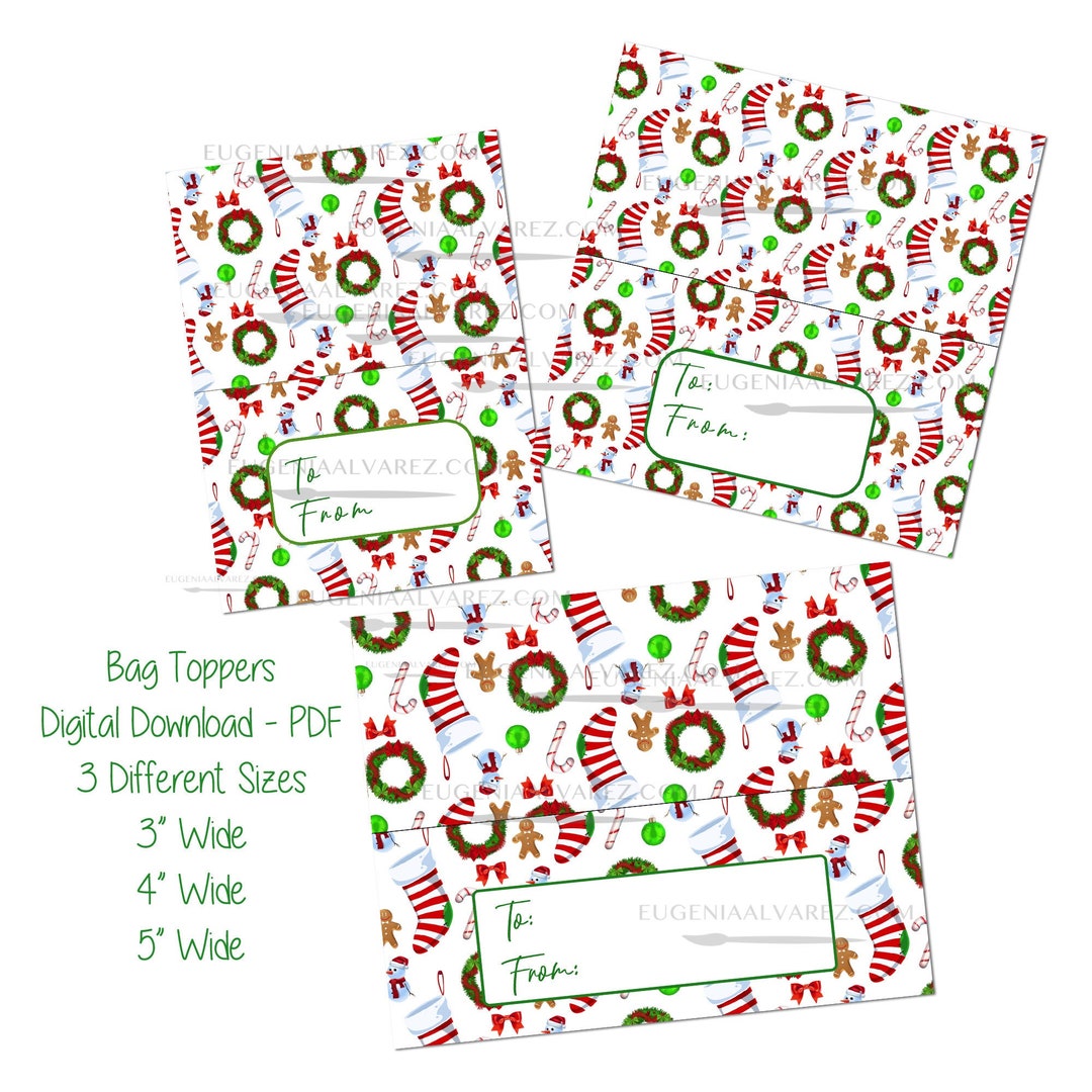 3 Different Sizes Christmas Bag Toppers, 3 W Bag Topper, 4 W Bag Topper ...