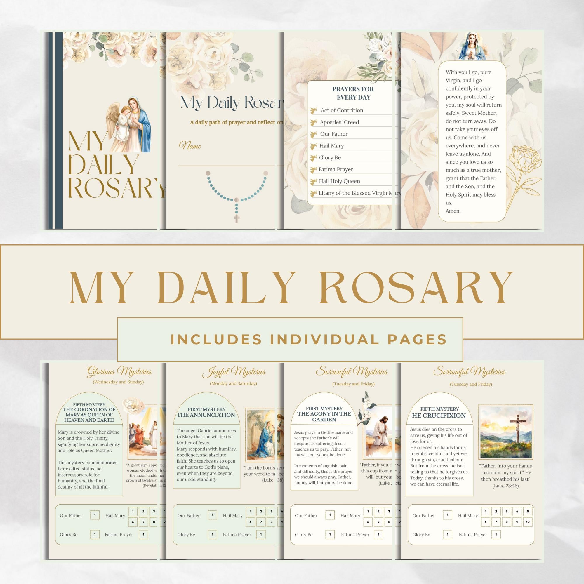 Catholic Rosary Journal, Mysteries of the Rosary, Rosary Prayer Cards ...