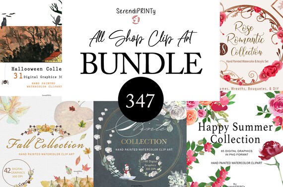 Watercolor Clipart Bundle Summer Watercolor Clip Art Winter - Etsy