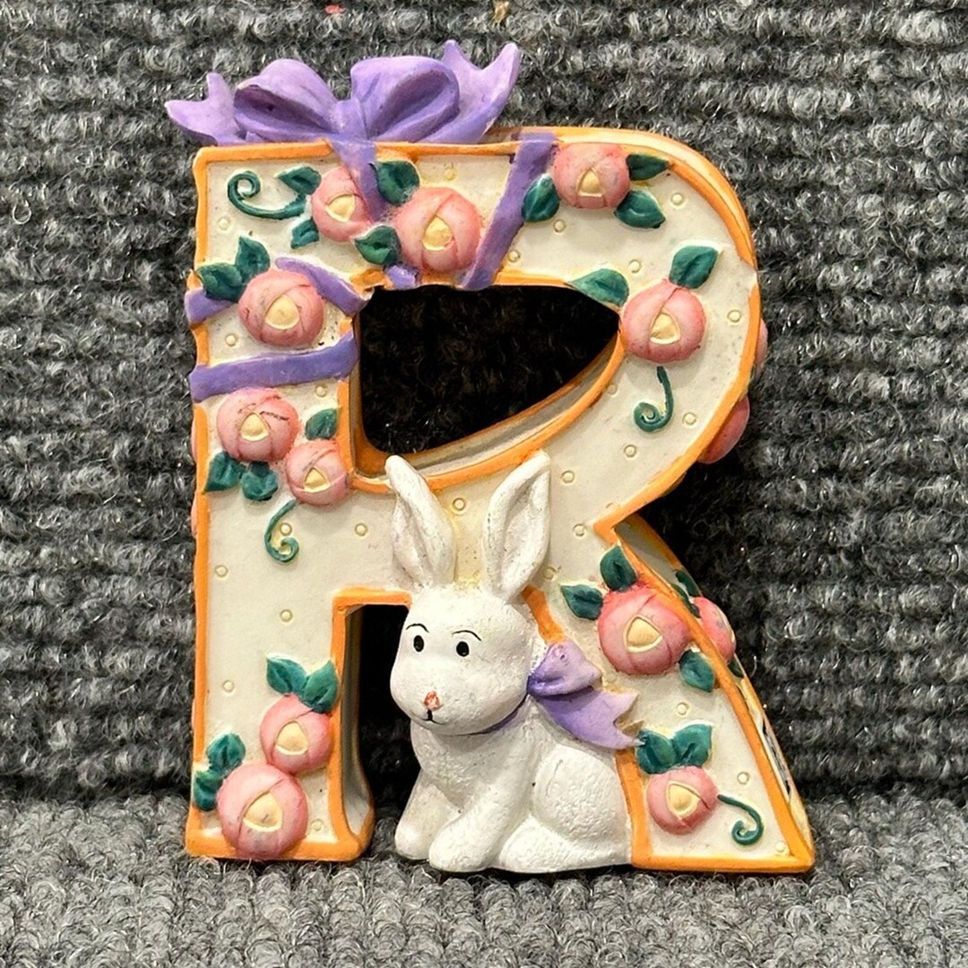 Vintage Mary Engelbreit Decorative Letter R Roses Rabbit Ribbon 2.5 ...