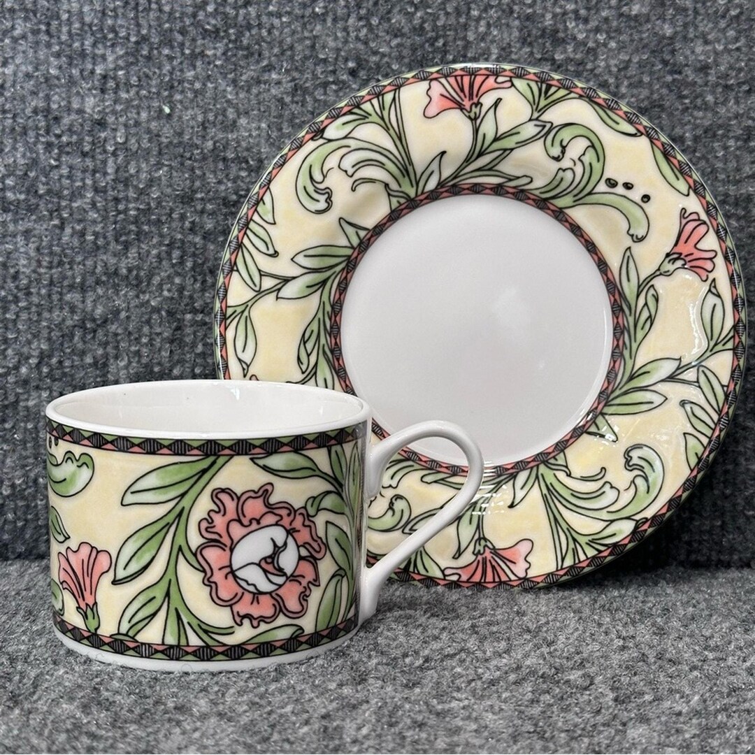 Vintage Oneida Eden Teacup and Saucer Set Jacobean Floral Mug Dish ...