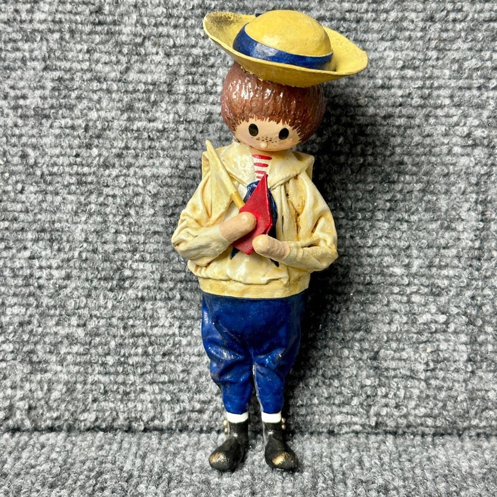 Vintage Paper Mache 6” Sailor Boy Paper Boat Bobby 1966 Signed Barbara ...