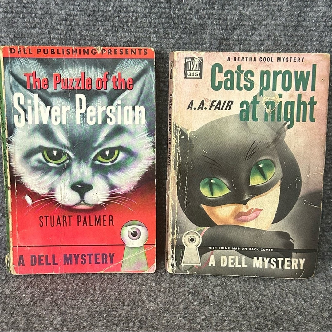 Vintage Dell Mystery Set of Books 1934 Silver Persian 1943 Cats Prowl ...
