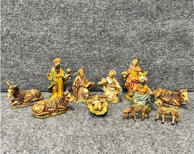 Vintage Italian Nativity Set 11 Pieces Holy Family Wiseman Animals 4 ...