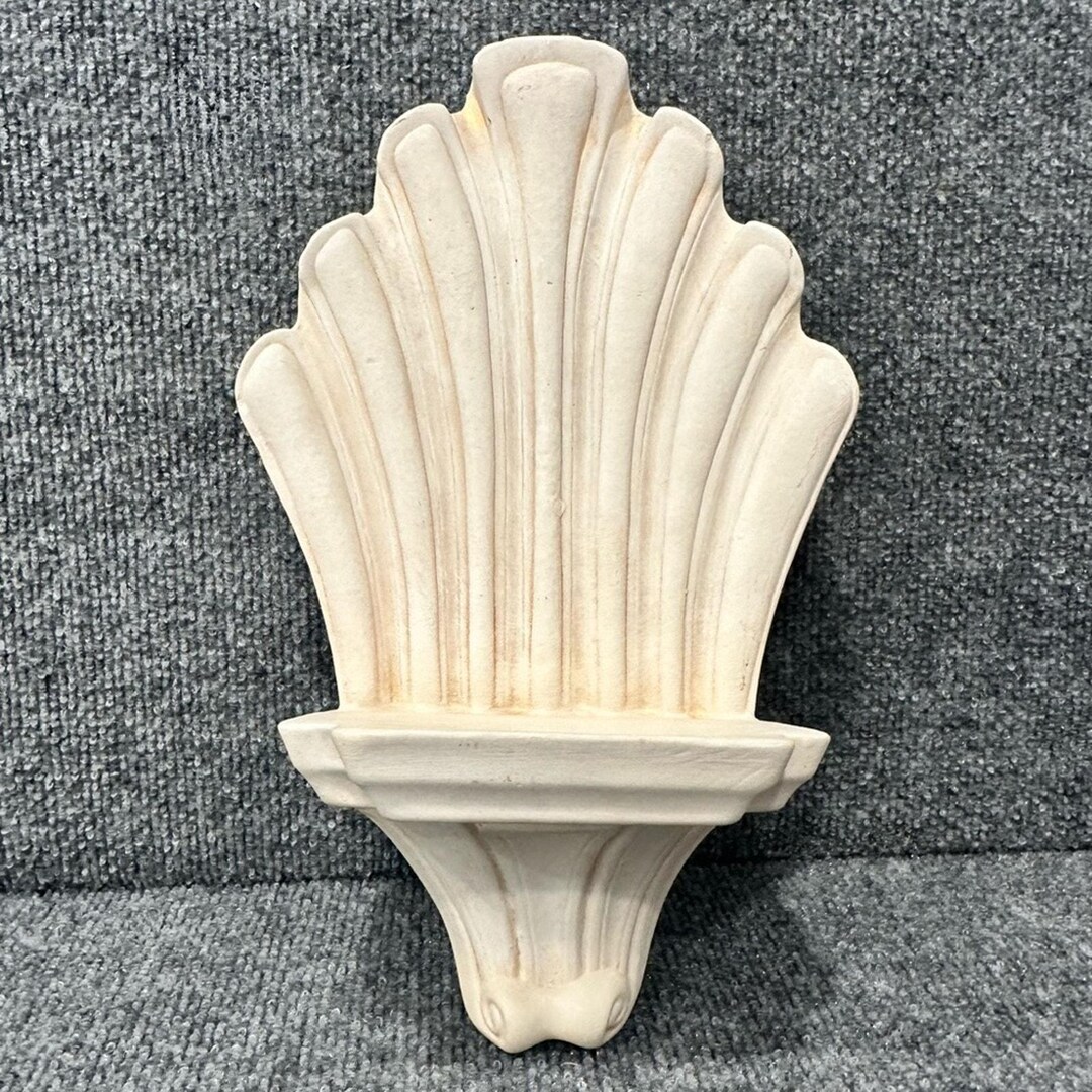 Vintage Nautical Clam Shell Wall Sconce Shelf Bisque Made in USA 12x8x3 ...