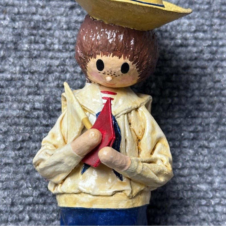 Vintage Paper Mache 6” Sailor Boy Paper Boat Bobby 1966 Signed Barbara ...