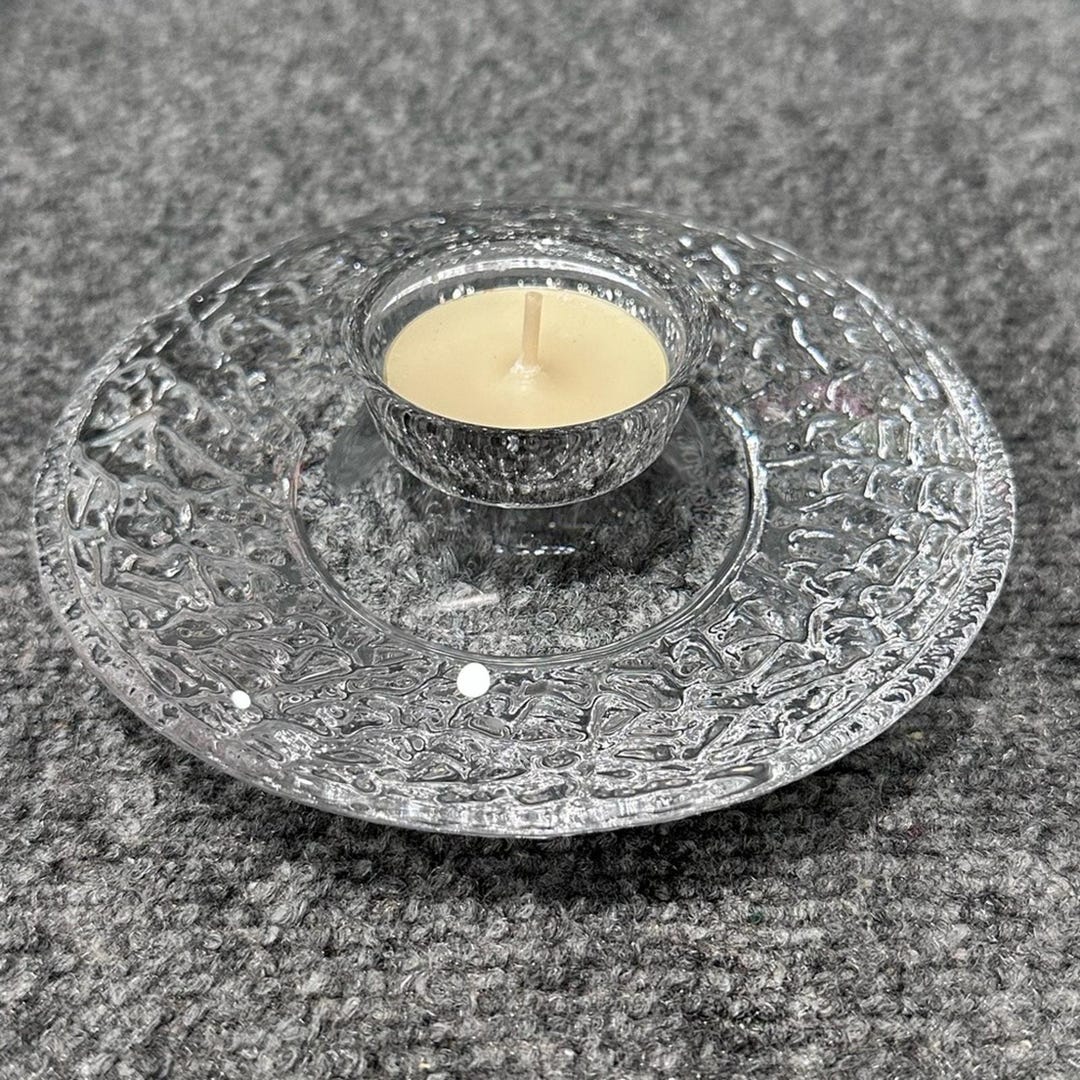Orrefors Sweden Signed Discus Votive Candle Holder Crystal Modern Tea ...