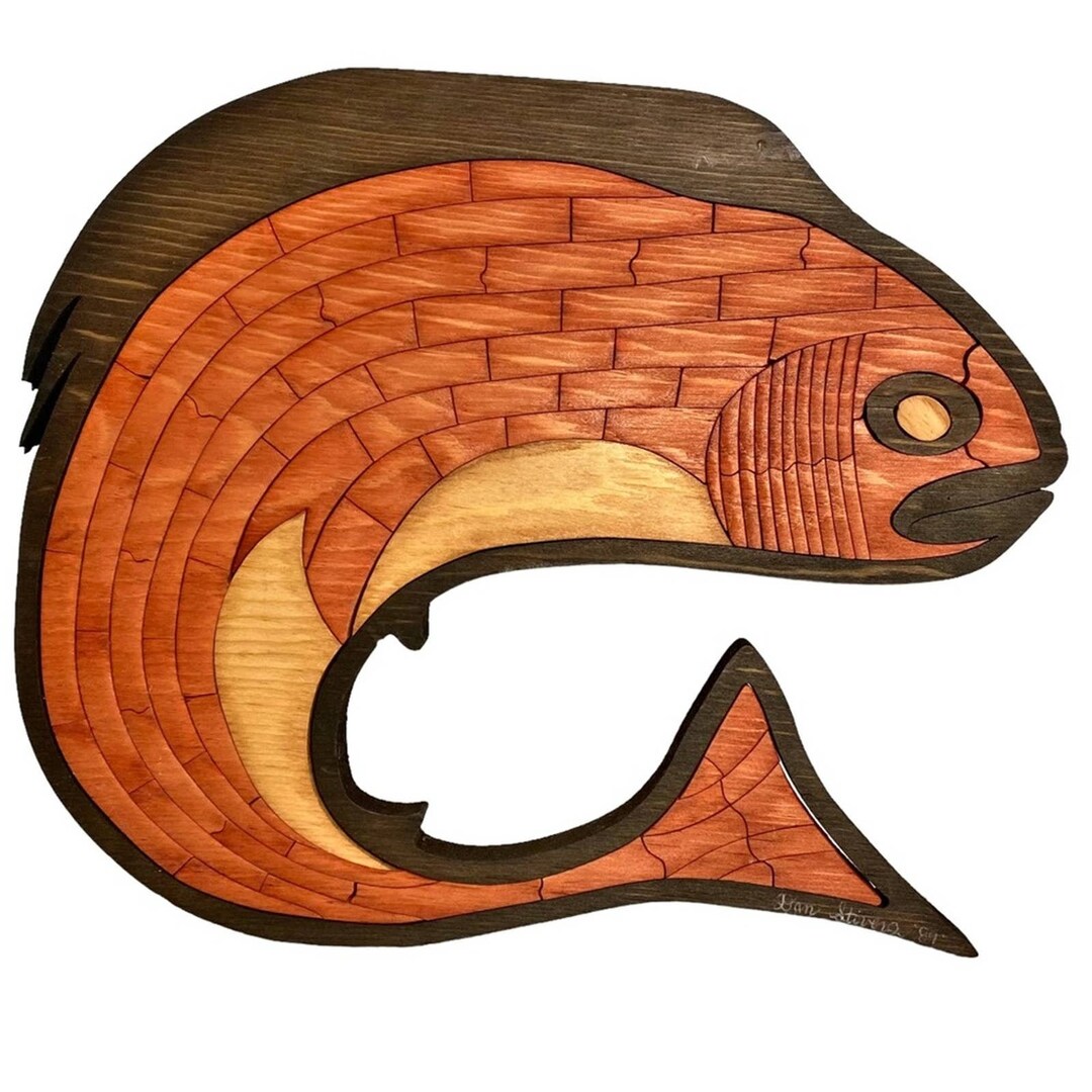 Vintage Signed Inuit Style Wood Salmon Trivet Dan Stivers 11x13 - Etsy