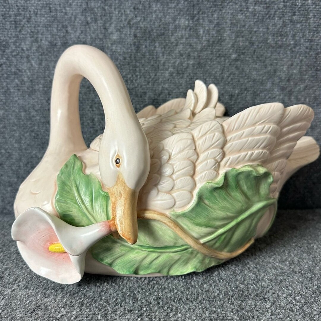 Vintage Fitz & Floyd Japan SWAN Soup Tureen With Ladle 1987 8.5x14 ...