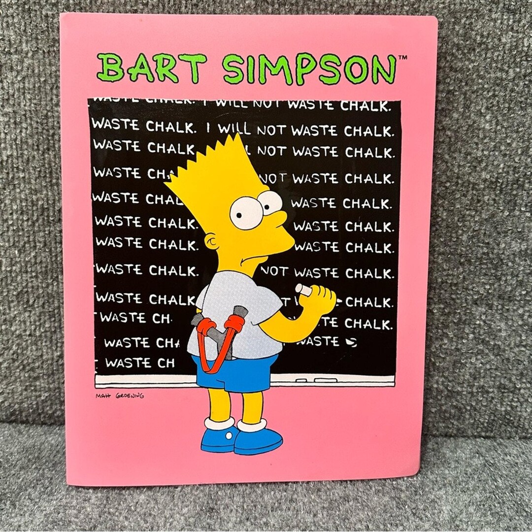 Vintage Bart Simpson Pink 1991 Japan Binder Folder Notebook 9x11 ...