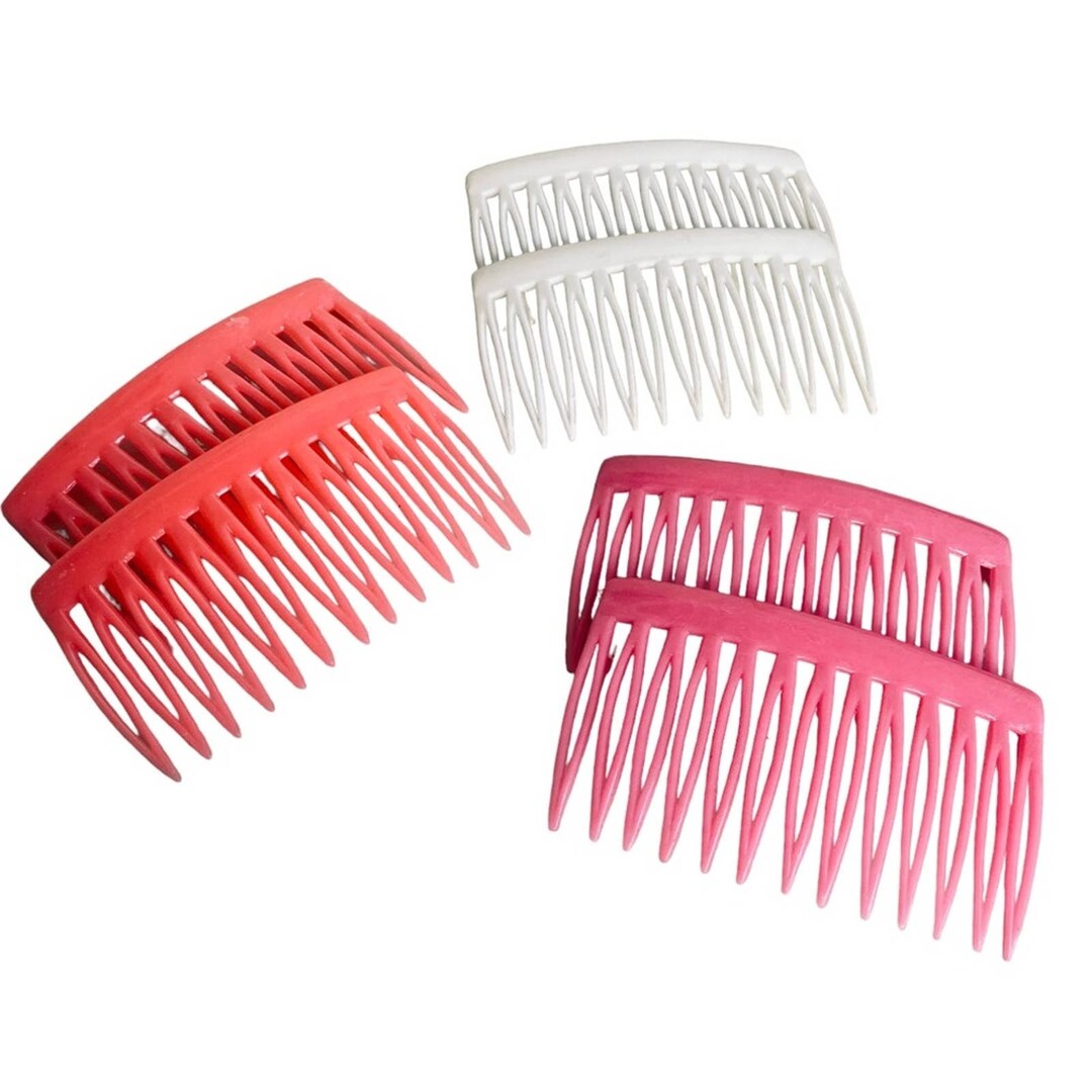 Vintage Lot Hair Side Combs Made in Taiwan Pink Coral White 3 Pairs - Etsy