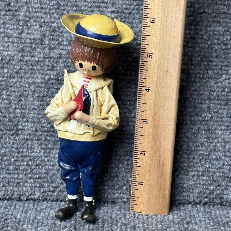 Vintage Paper Mache 6” Sailor Boy Paper Boat Bobby 1966 Signed Barbara ...