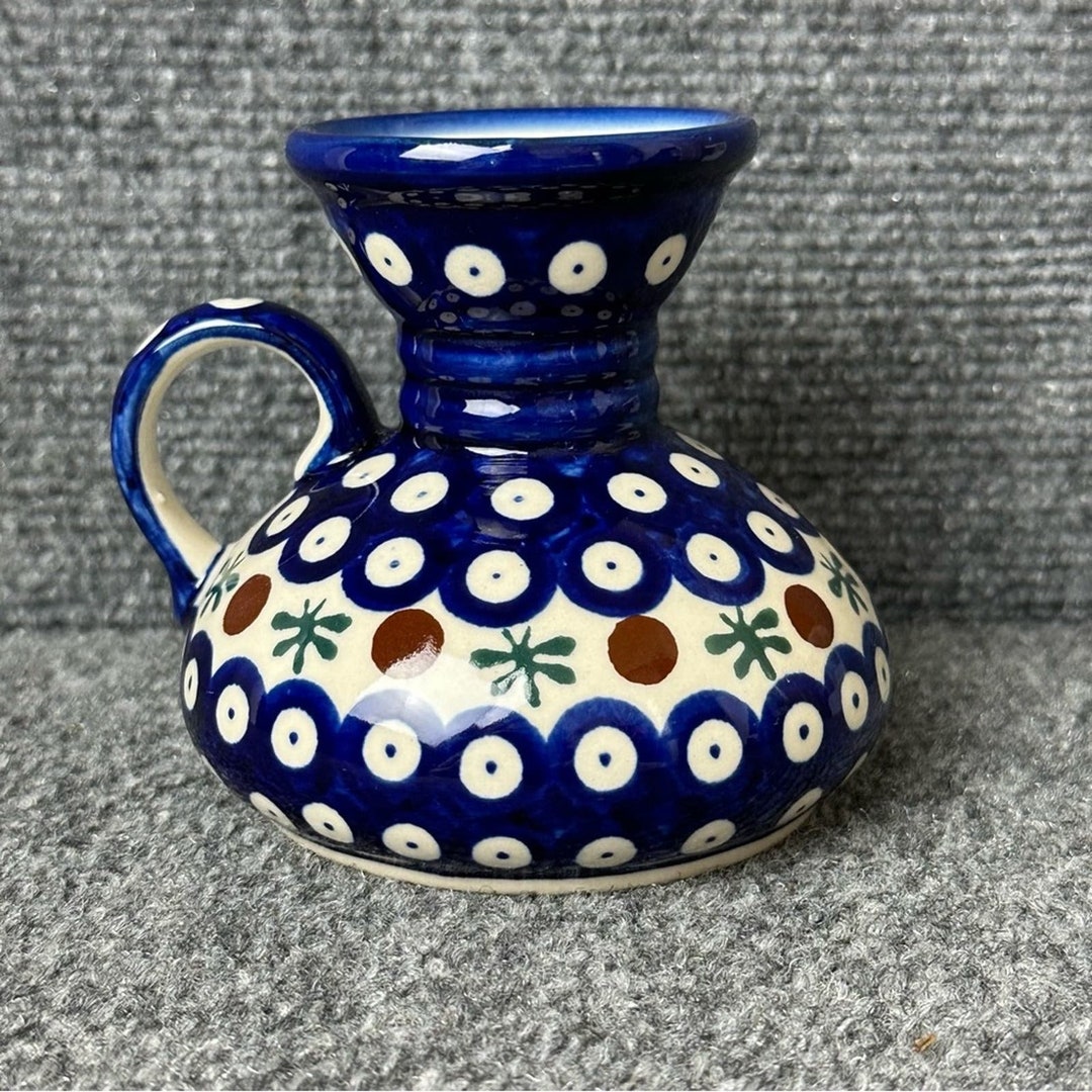 Vintage Boleslawiec Polish Pottery Candle Holder Candlestick ...