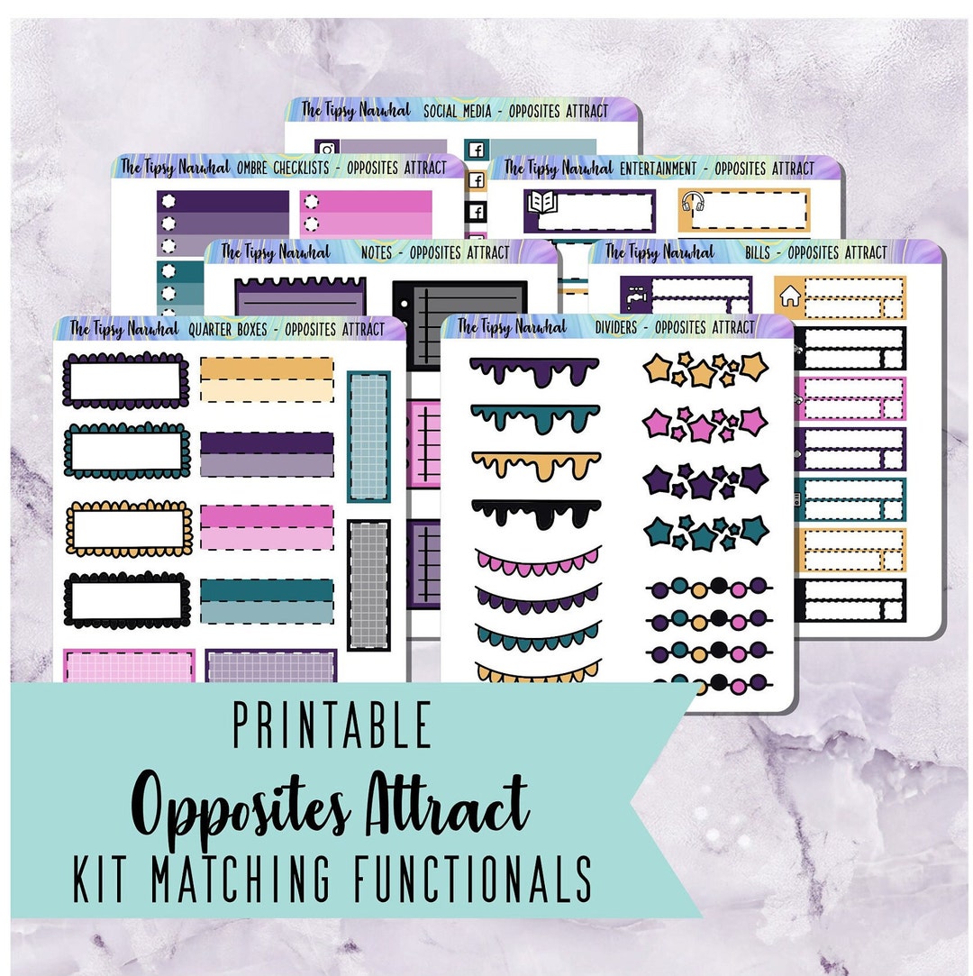 Opposites Attract Functional Stickers, Printable Planner Sticker ...