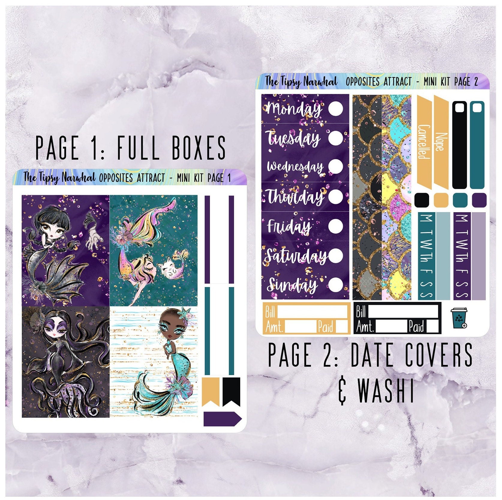 Printable Mini Vertical Sticker Kit, Weekly Layout, Opposites Attract ...