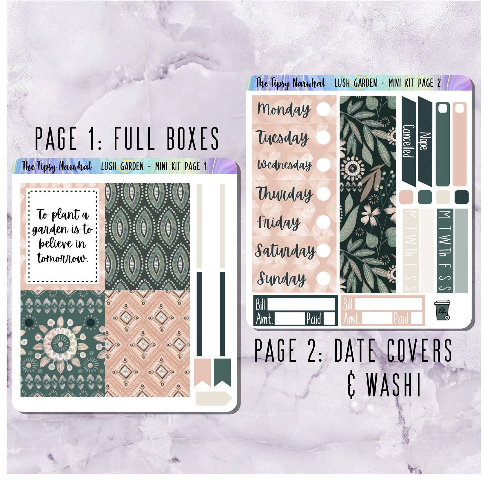 Printable Mini Vertical Sticker Kit Lush Garden Foliage - Etsy