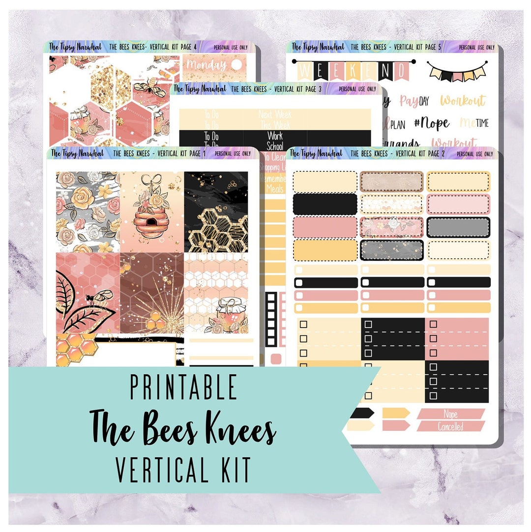 Printable Planner Sticker Kit, Digital Download, Vertical Planner, Erin ...
