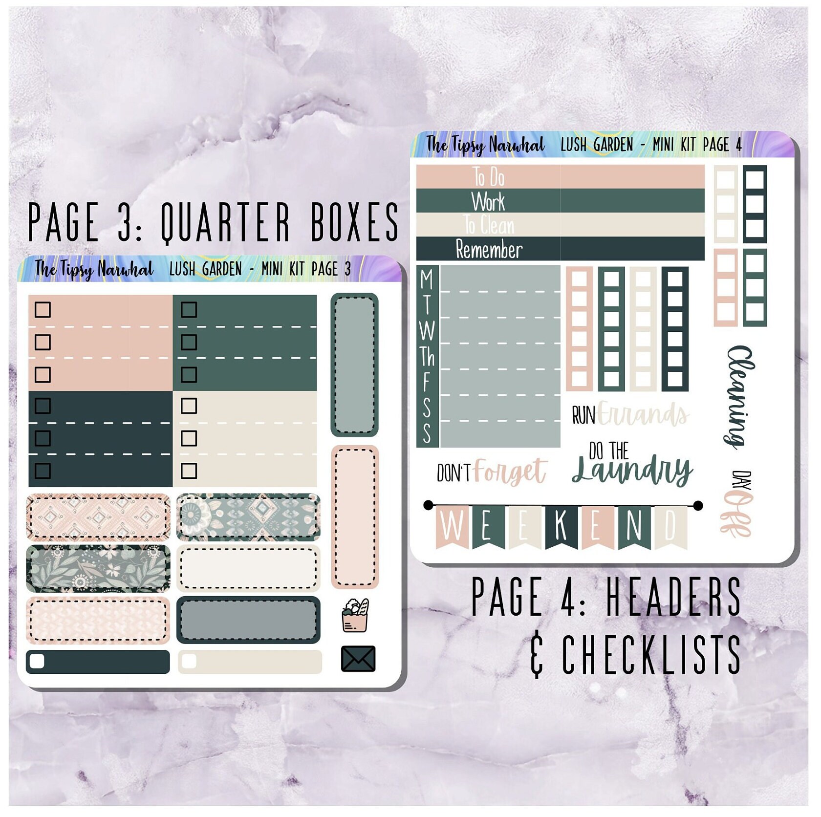 Printable Mini Vertical Sticker Kit Lush Garden Foliage Floral Bold ...