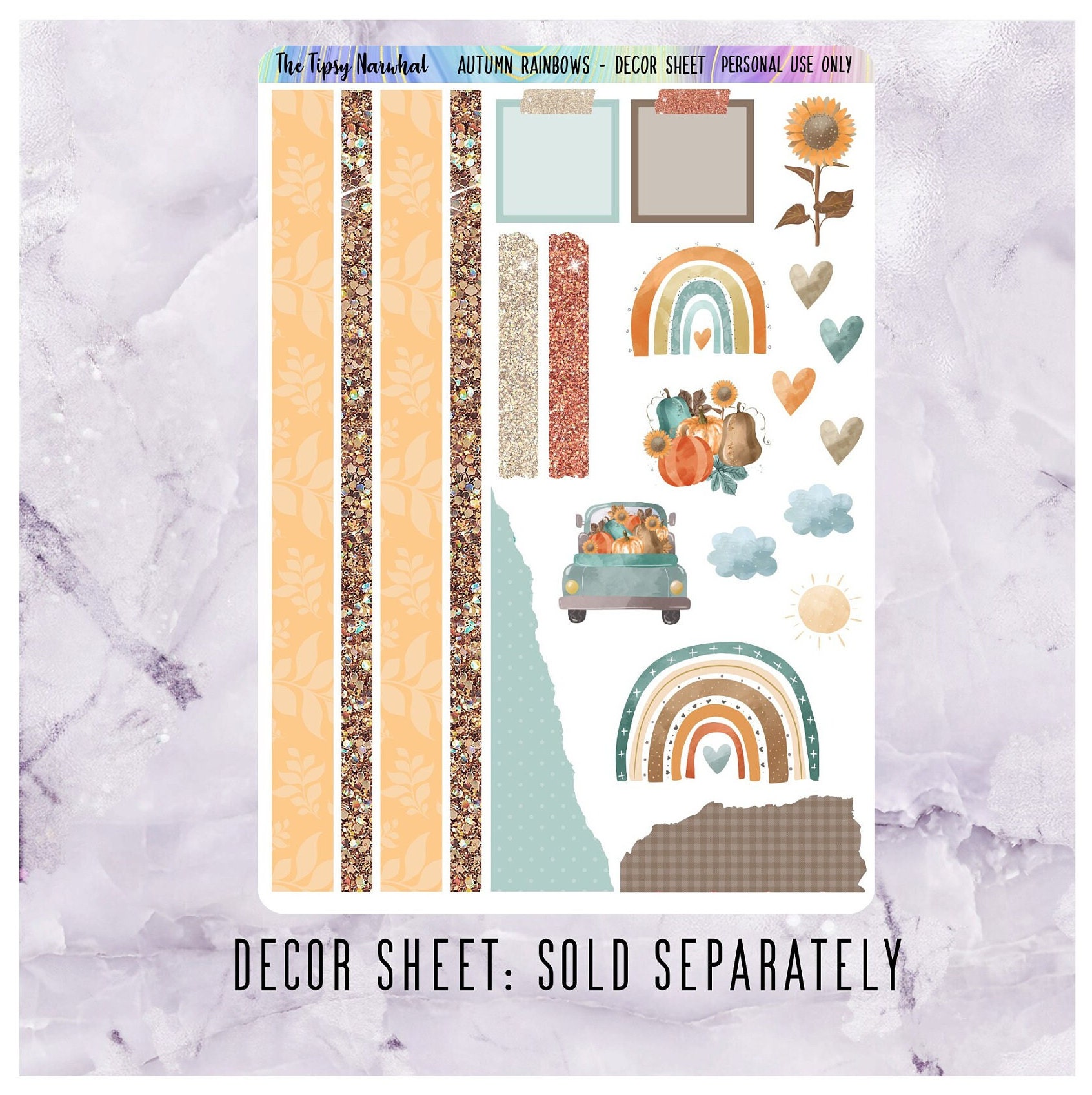 Printable Mini Vertical Sticker Kit Autumn Rainbows - Etsy