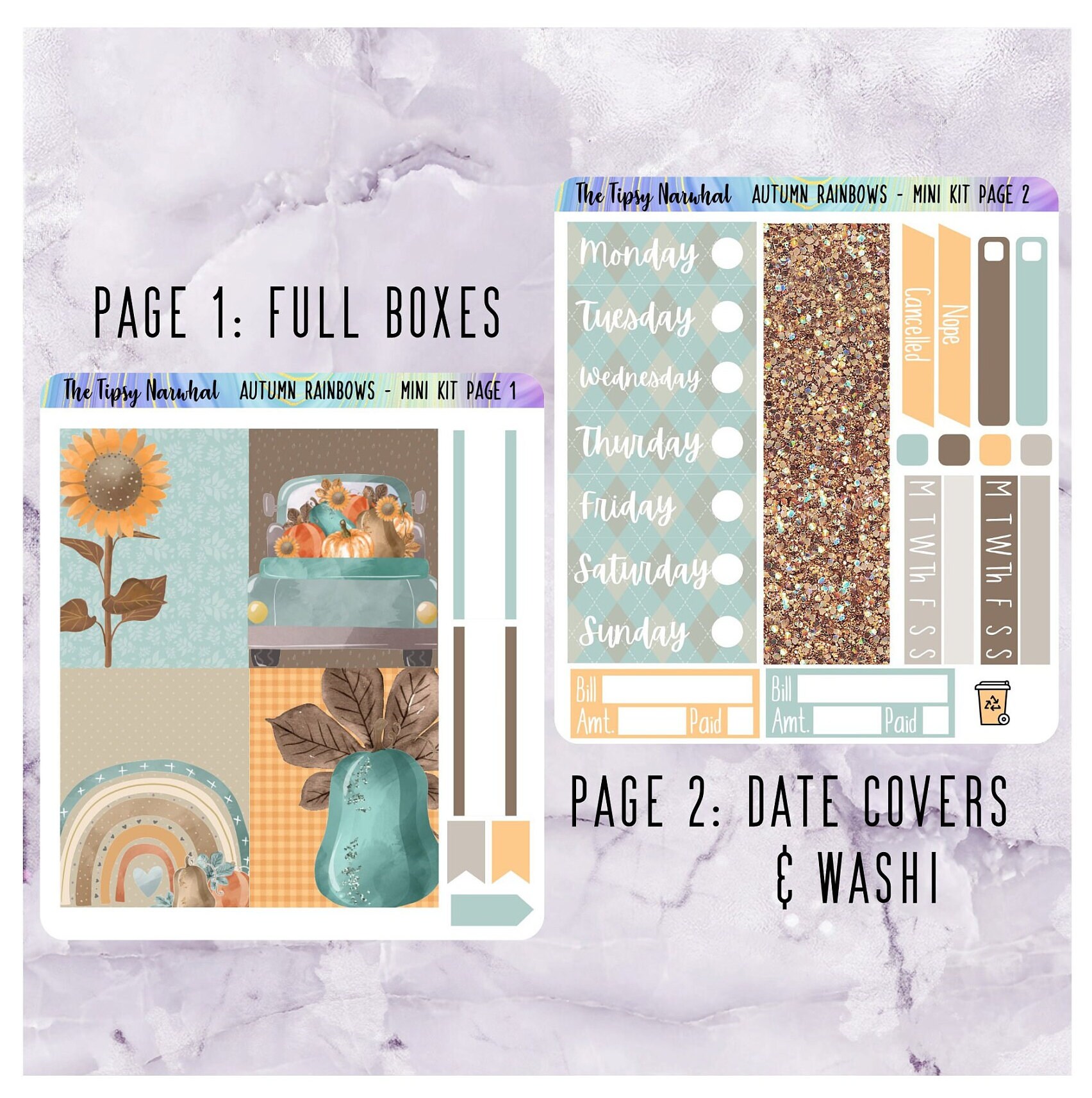 Printable Mini Vertical Sticker Kit Autumn Rainbows - Etsy