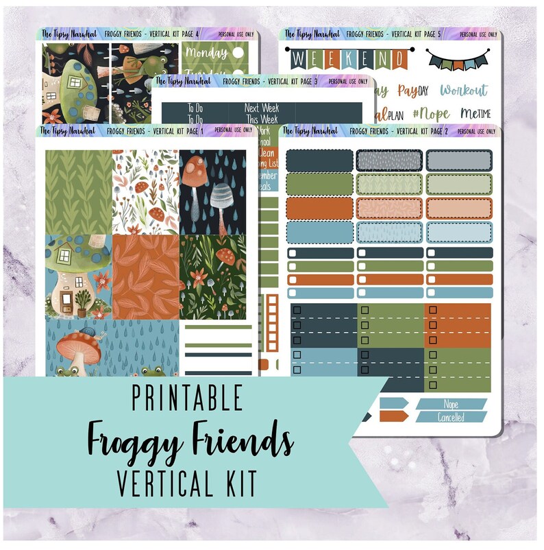 Printable Planner Sticker Kit, Digital Download, Vertical Planner, Erin ...